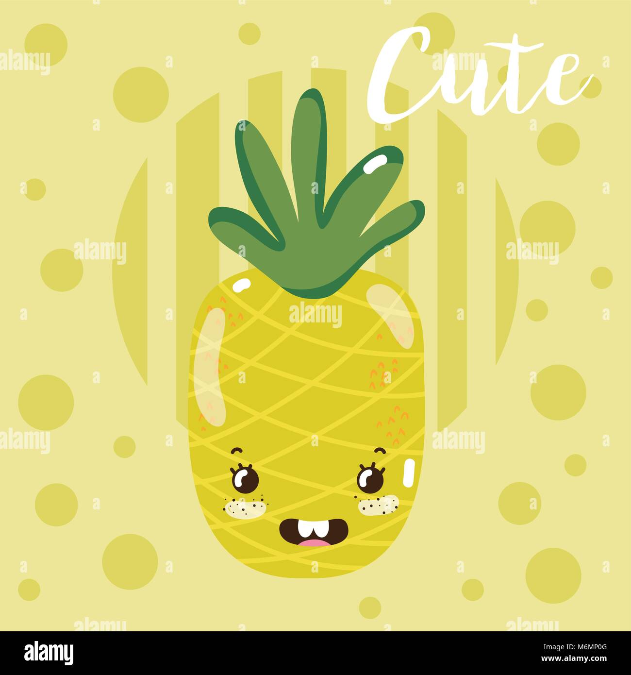 Cute pineapple kawaii cartoon vector illustration graphic design Stock ...