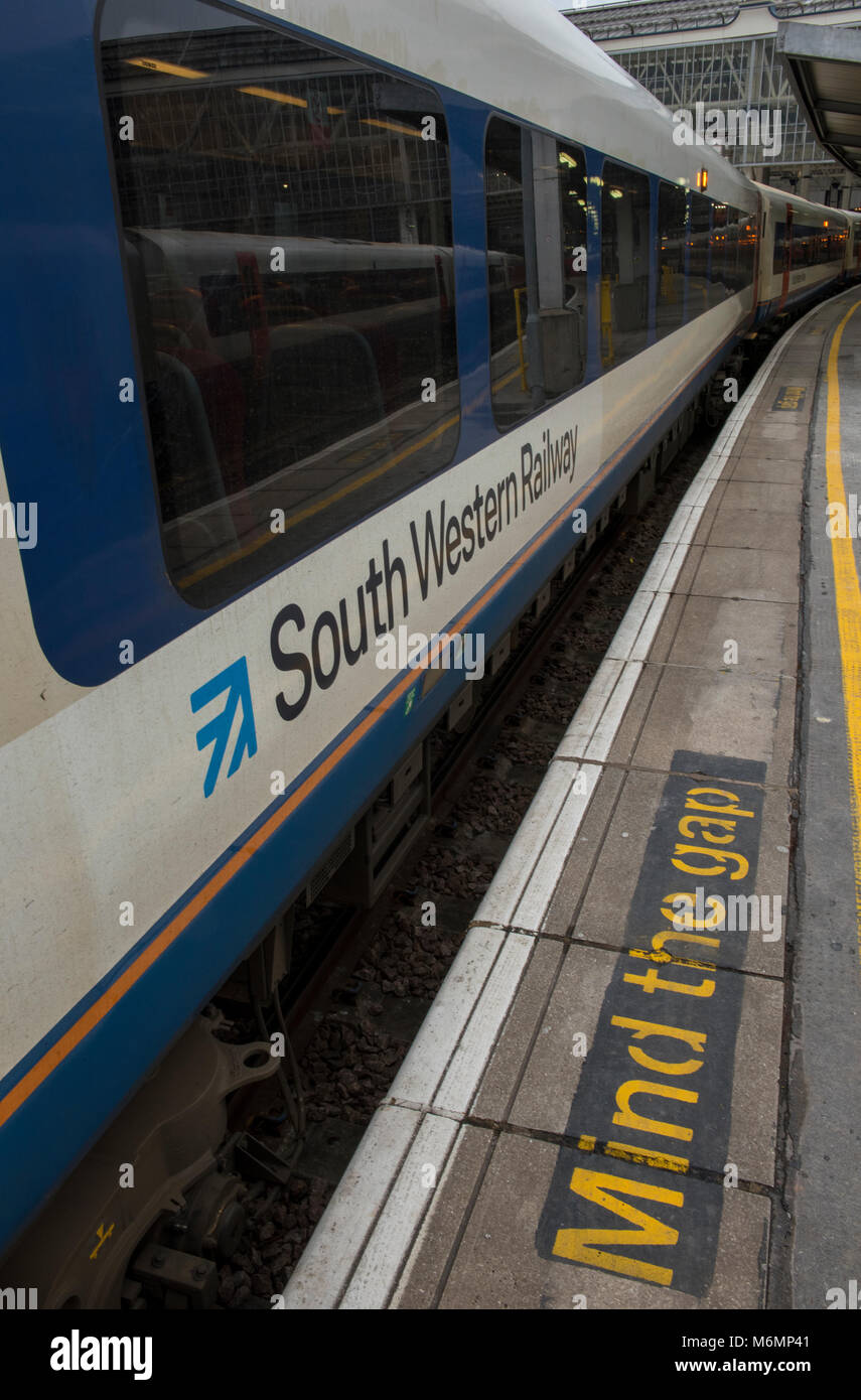 southwestern railway rolling stock or carriages in the platform at ...