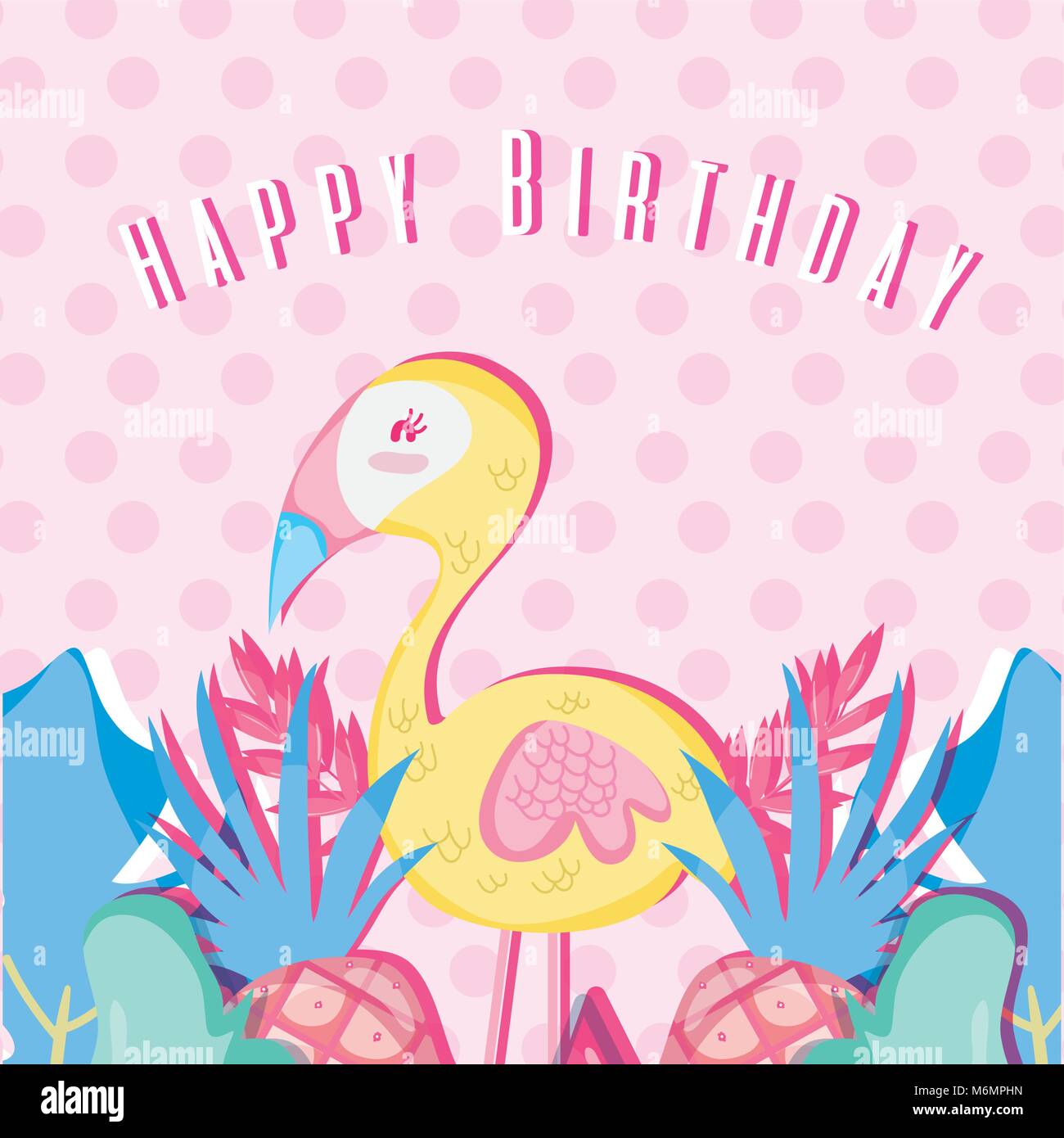 Happy birthday tropical pastel colors card vector illustration graphic ...