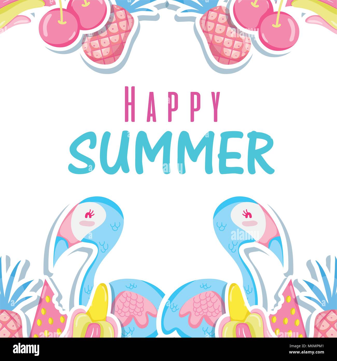 Happy summer concept card vector illustration graphic design Stock ...