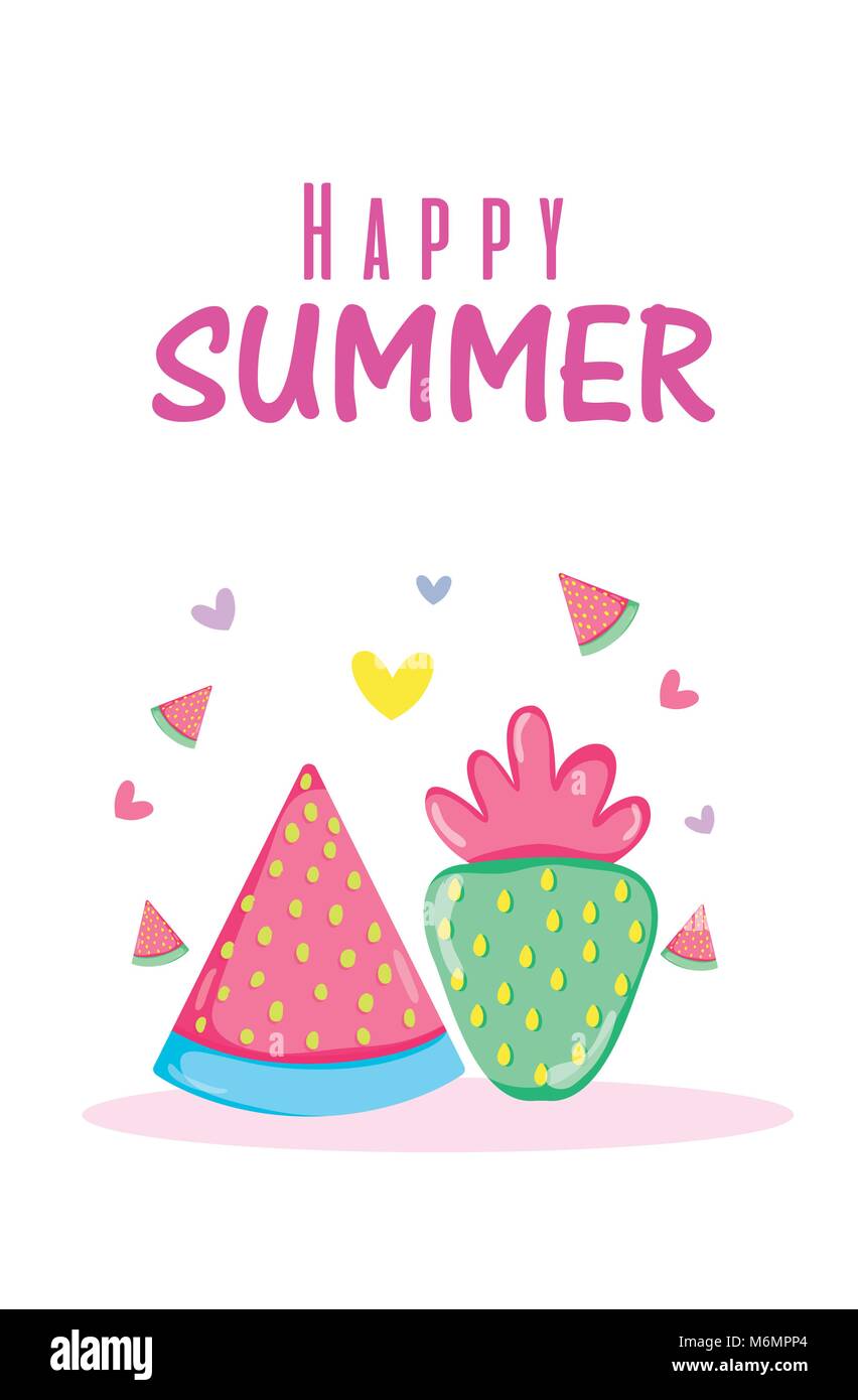Happy summer concept card vector illustration graphic design Stock ...