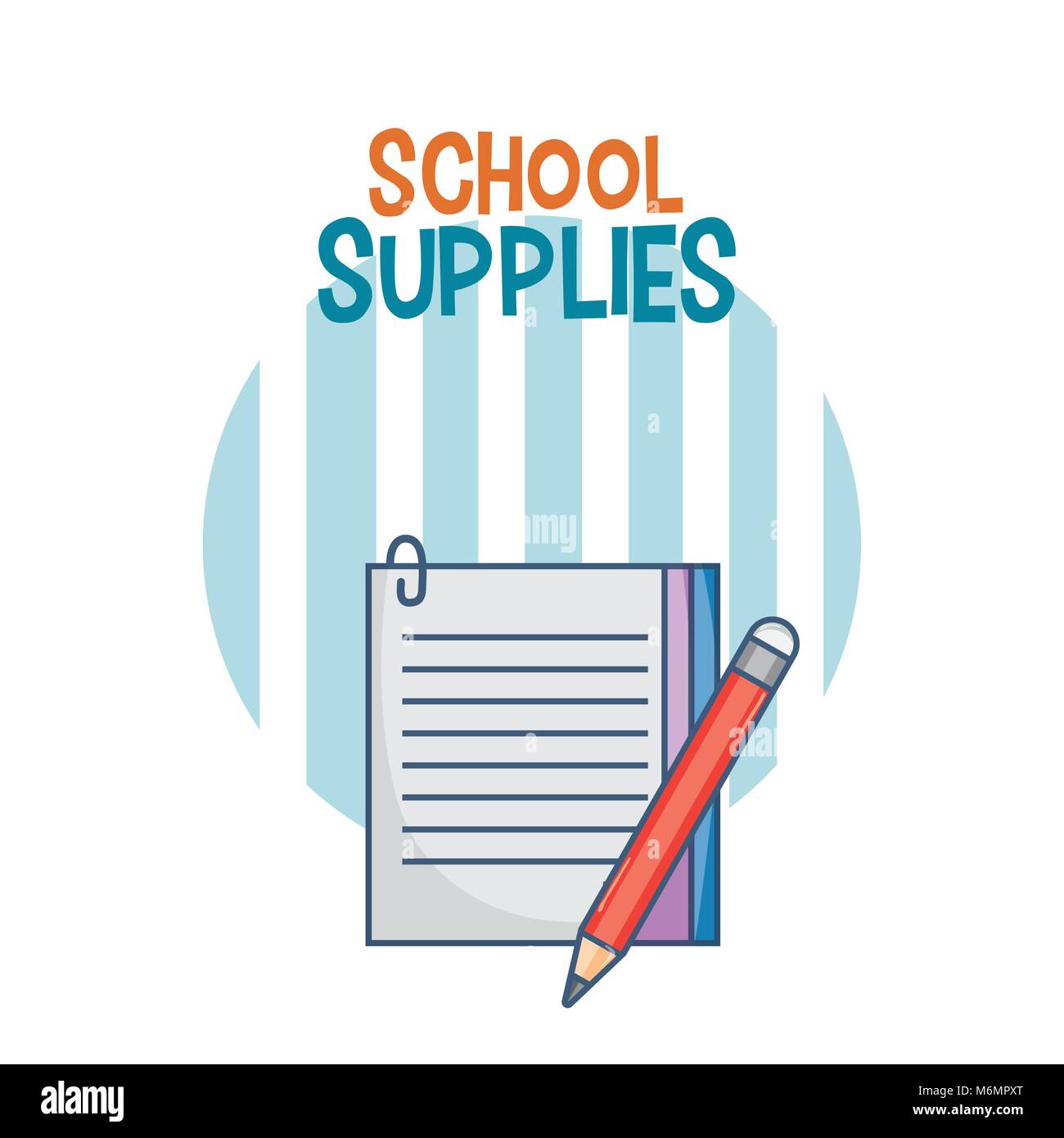 School supplies colorful cartoons vector illustration graphic design ...