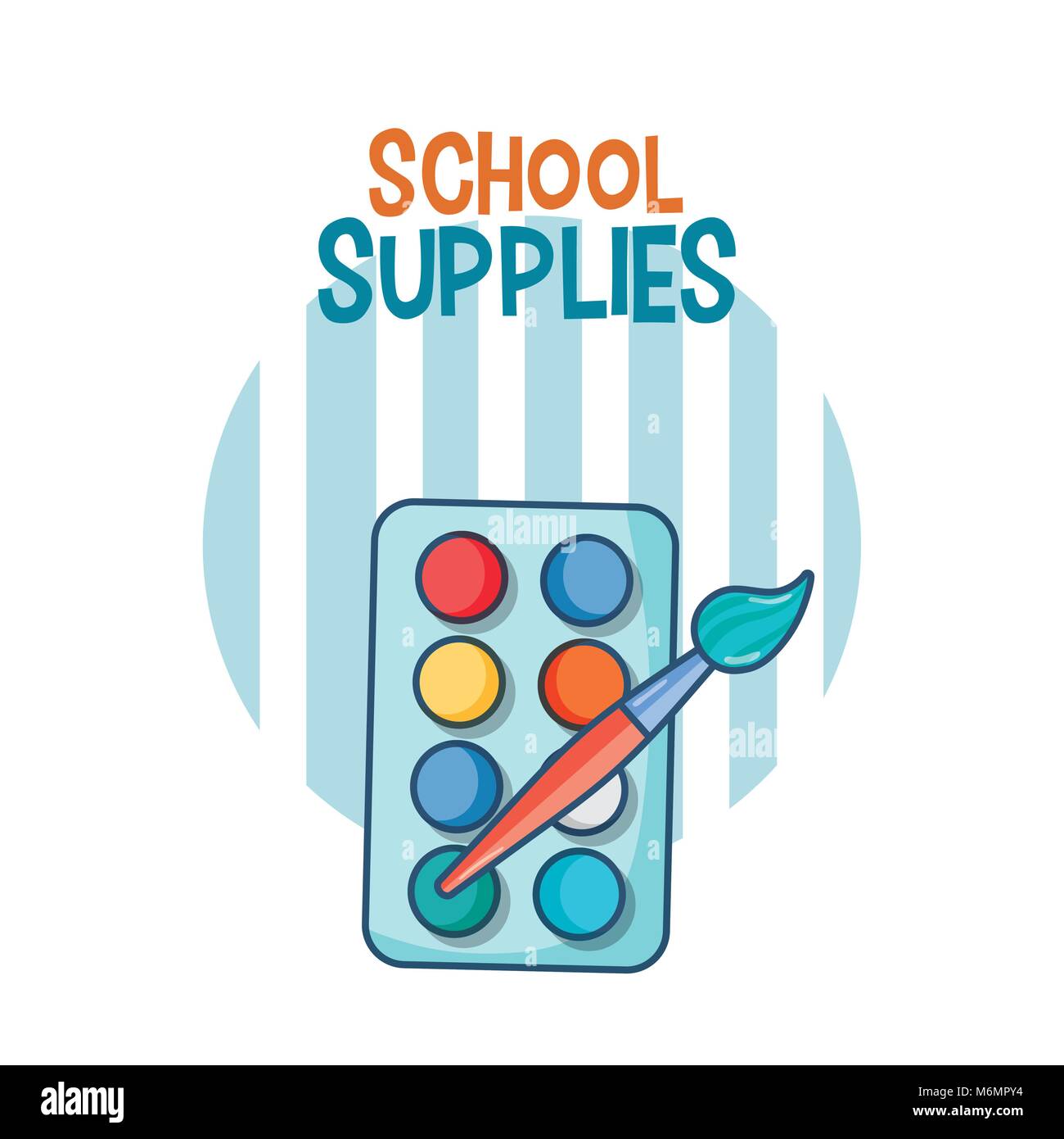 School supplies colorful cartoons vector illustration graphic design ...