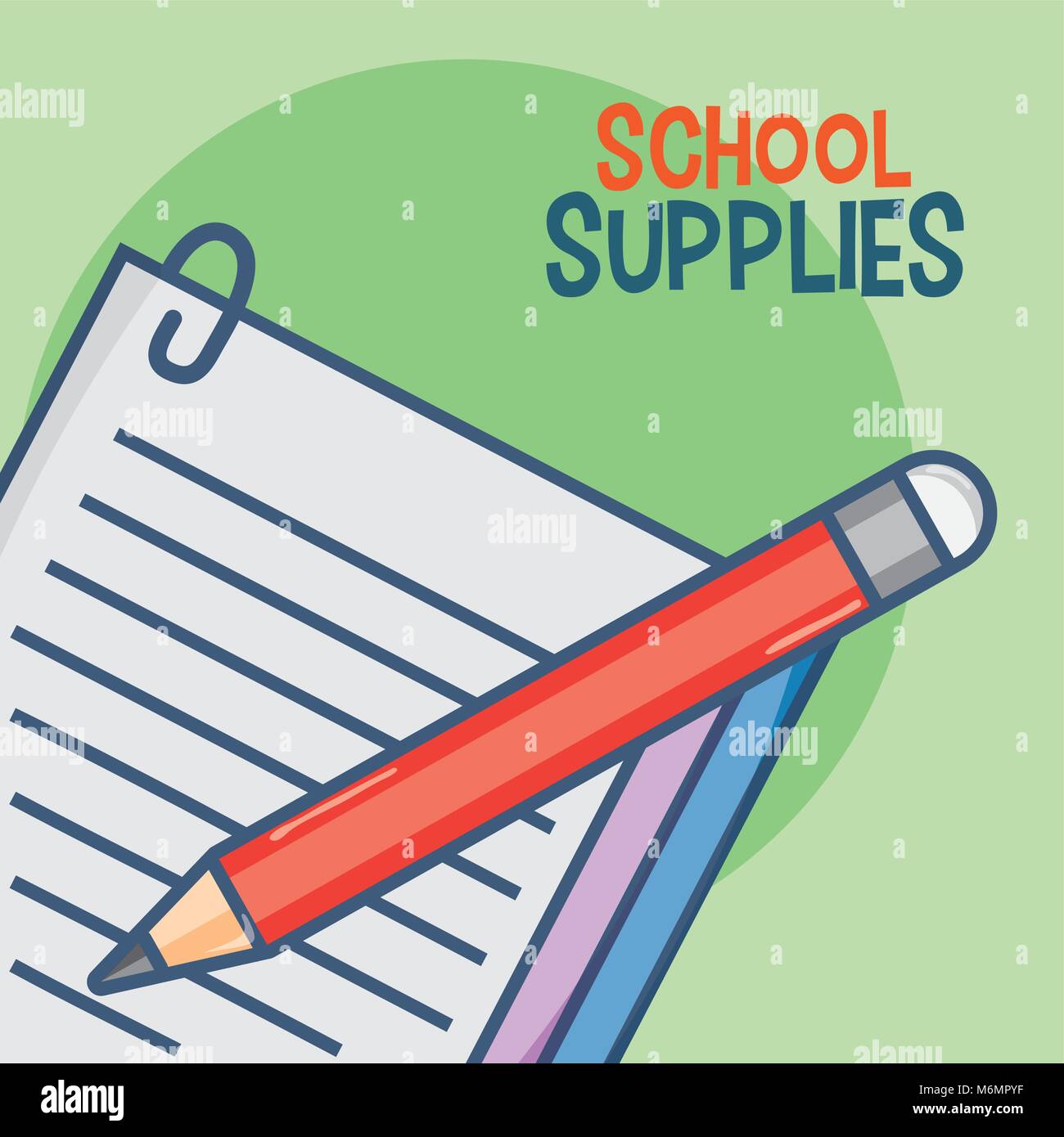 School supplies colorful cartoons vector illustration graphic design ...