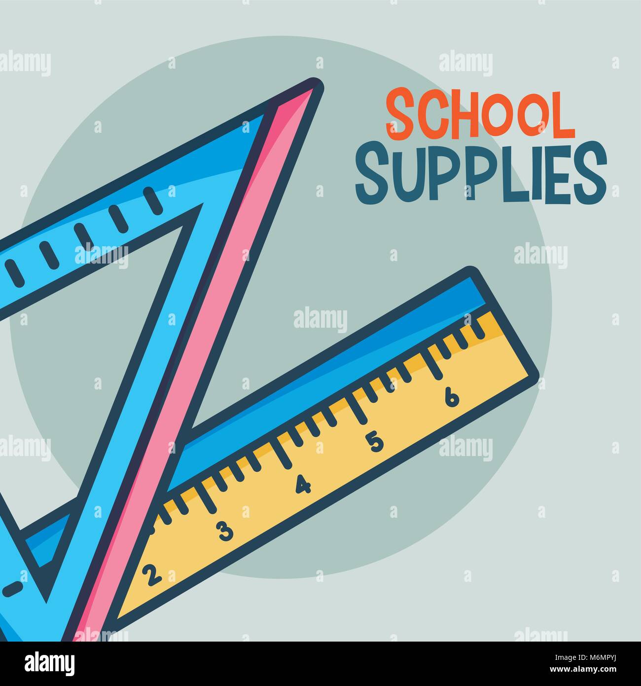 School supplies colorful cartoons vector illustration graphic design ...