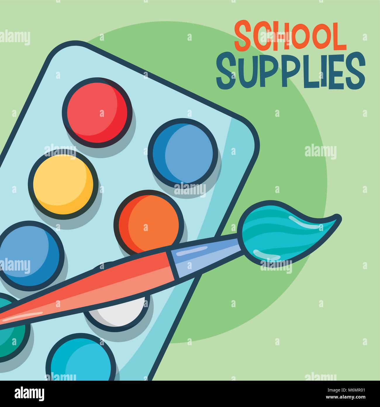 School supplies colorful cartoons vector illustration graphic design ...
