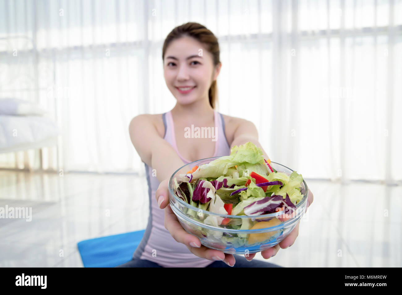 Healthy lifestyle - beautiful female fitness, doing yoga exercises and ...