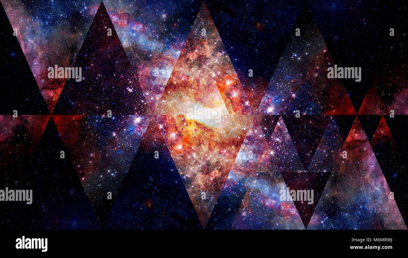 Universe, nebula, galaxy and the sacred geometry collage. Abstract ...