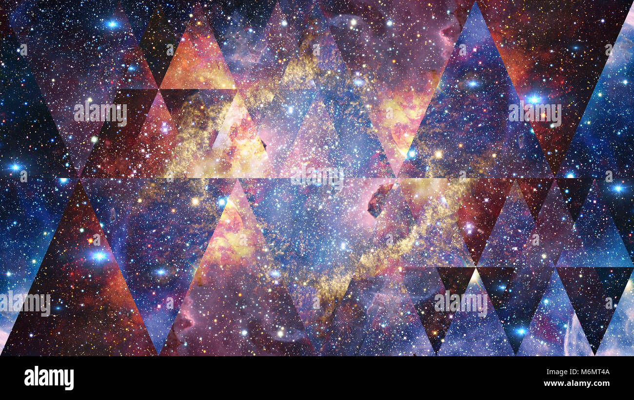Universe, nebula, galaxy and the sacred geometry collage. Abstract ...