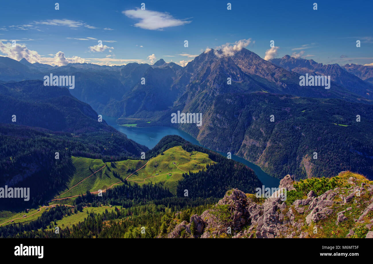 Konigssee lake in Germany Alps. aerial view from Jenner peak Stock ...