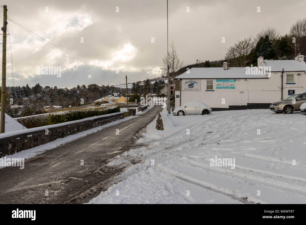 The Blue Light Pub, Dublin, on a snowy day Stock Photo - Alamy