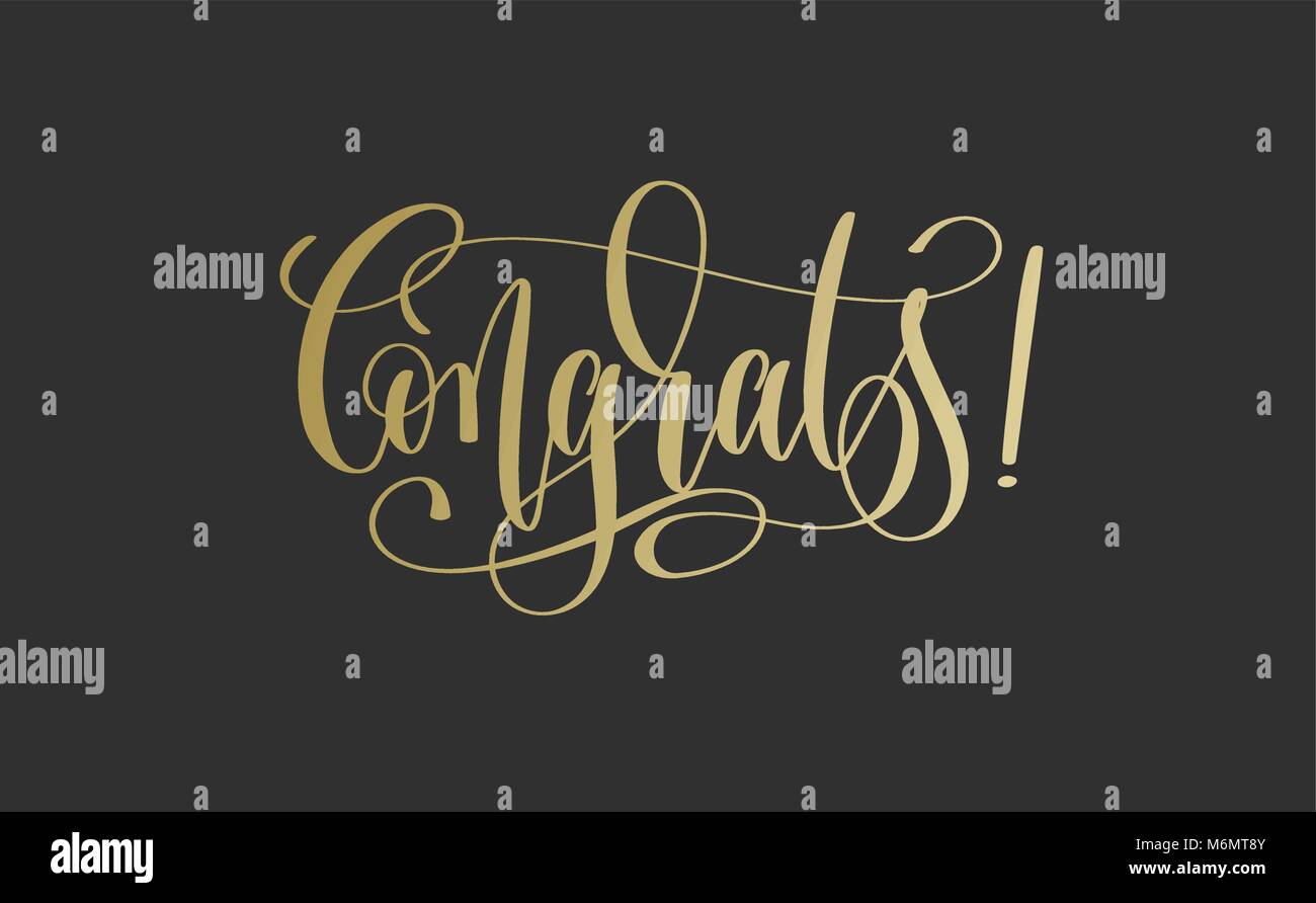 Congrats - golden hand lettering inscription text Stock Vector Image ...