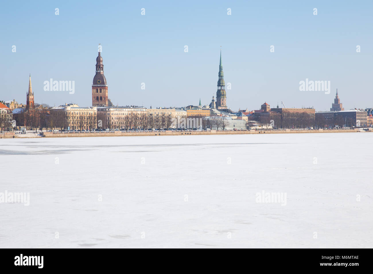 Latvia, Riga, old town center, bridge and architecture. Travel photo ...