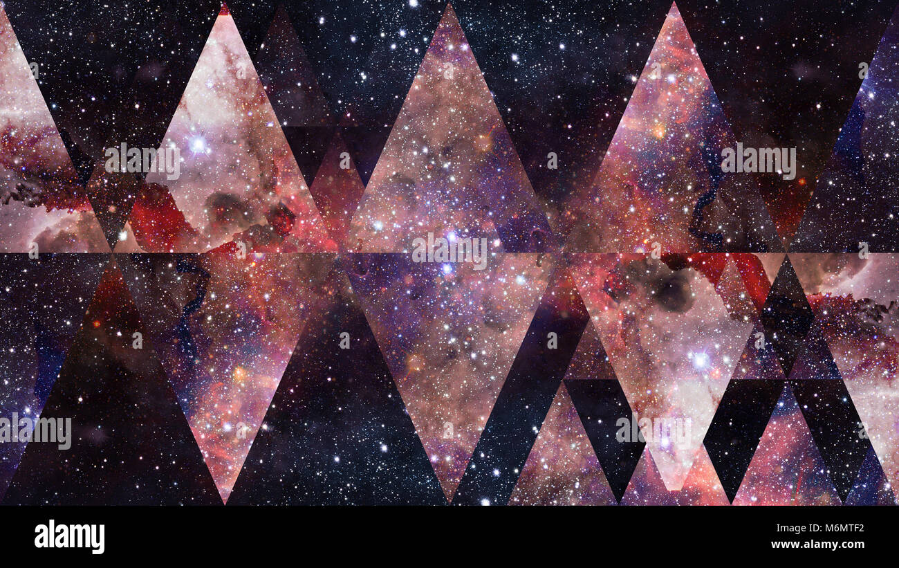 Universe, nebula, galaxy and the sacred geometry collage. Abstract ...