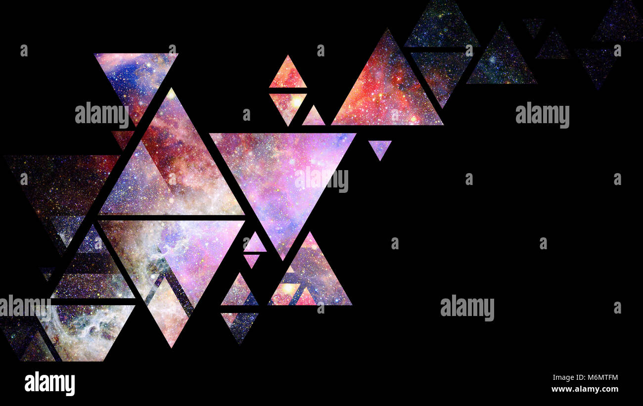 Abstract galaxy geometric background with triangles on black background ...