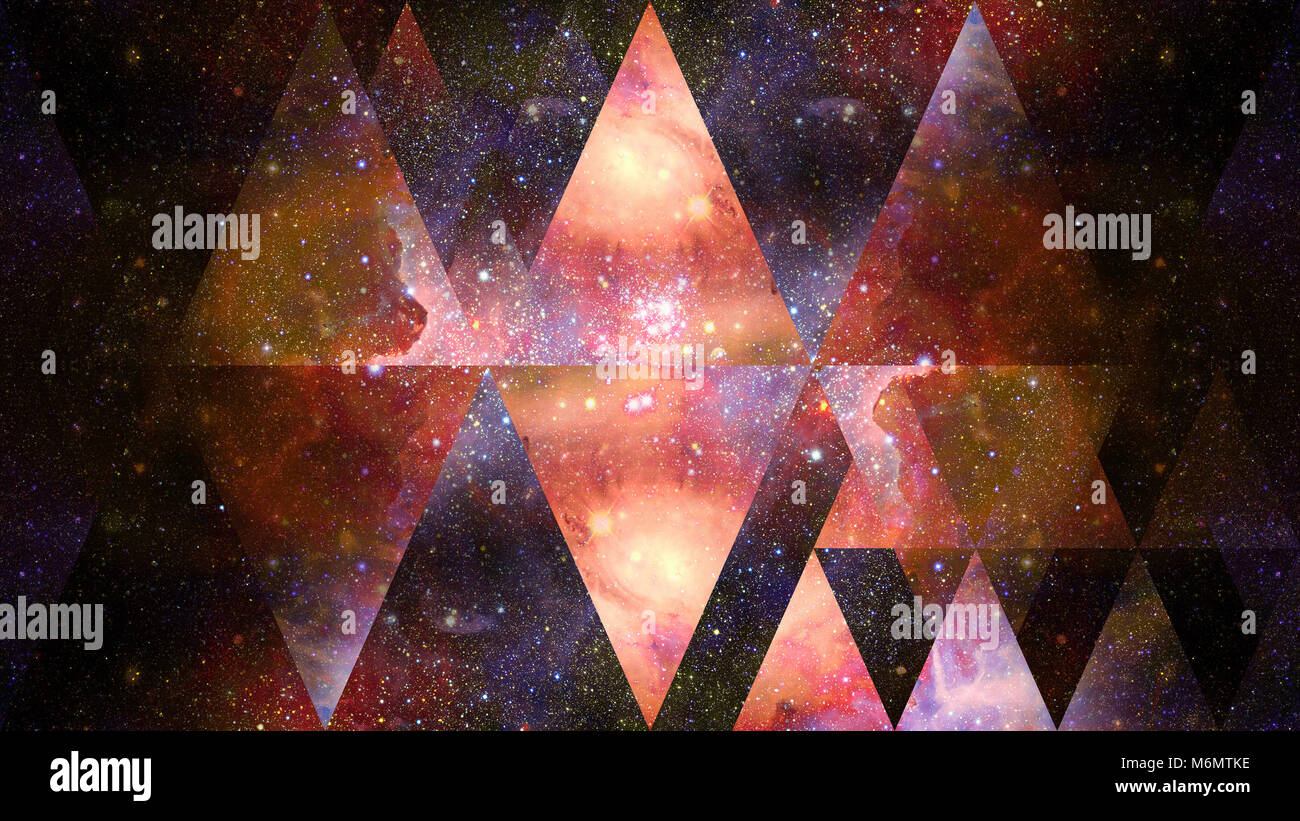 Universe, nebula, galaxy and the sacred geometry collage. Abstract ...