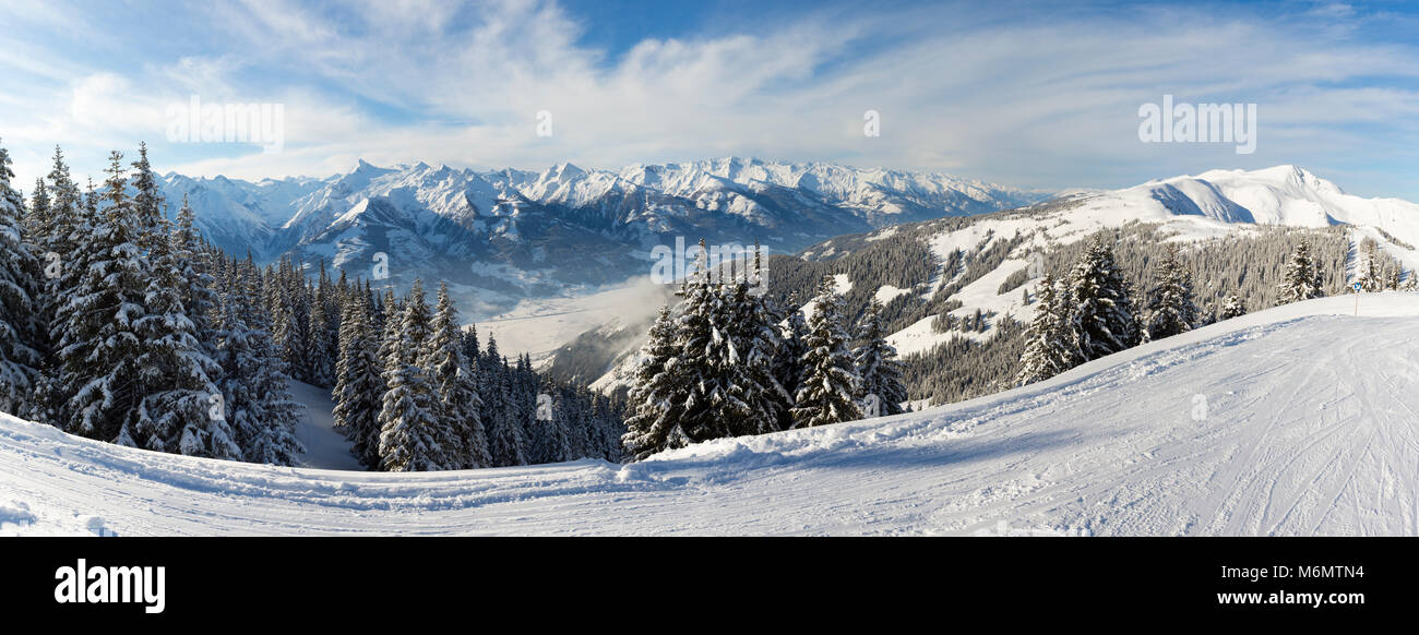 Panoramic Winter View of The Central Eastern Austrian Alps Seen From ...