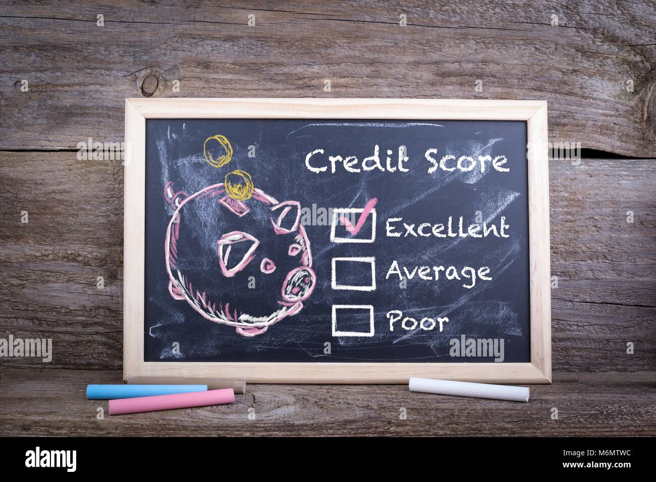 excellent, credit score concept. Chalk board Background Stock Photo - Alamy