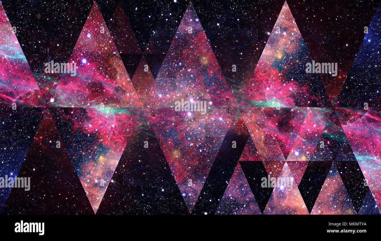 Universe, nebula, galaxy and the sacred geometry collage. Abstract ...