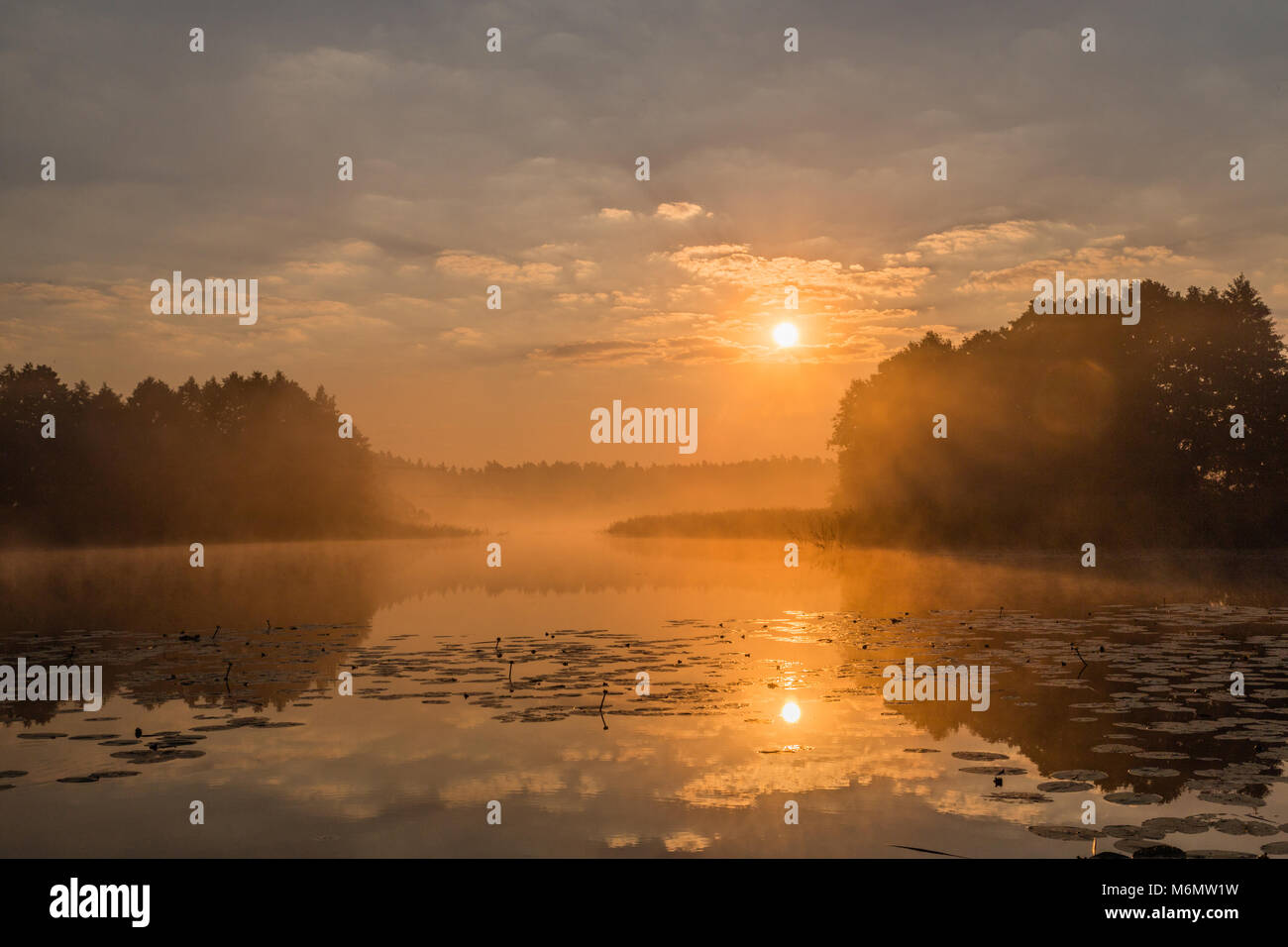 sunrise by the lake Stock Photo - Alamy
