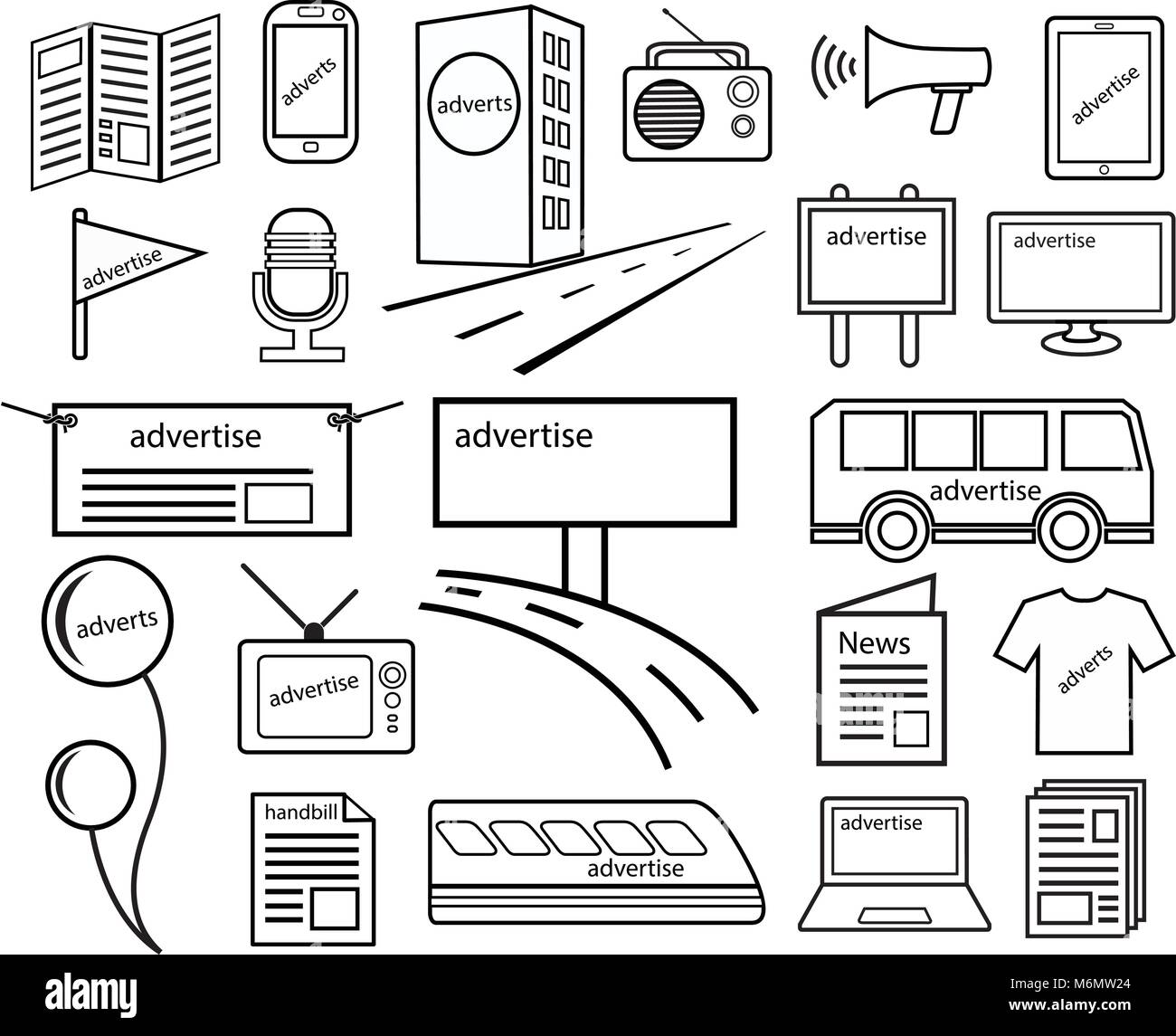 advertise channels media icon set Stock Vector Image & Art - Alamy