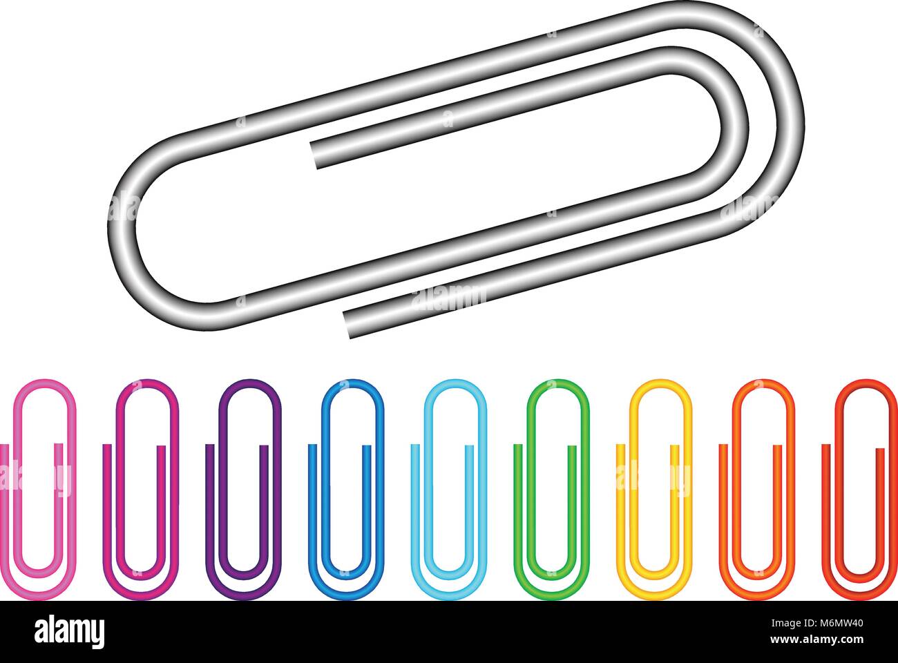 colorful paper clips on white background, vector set Stock Vector Image ...