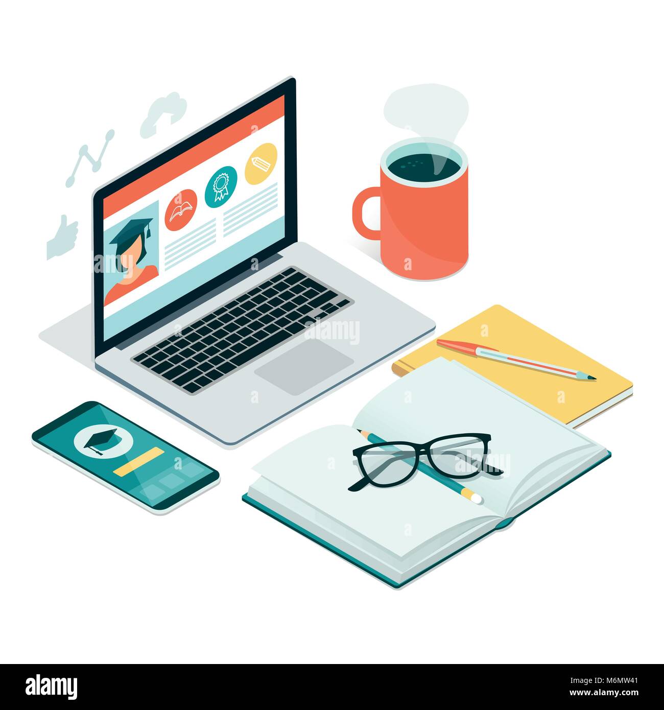 Learning, education and technology: e-learning platform on a laptop ...