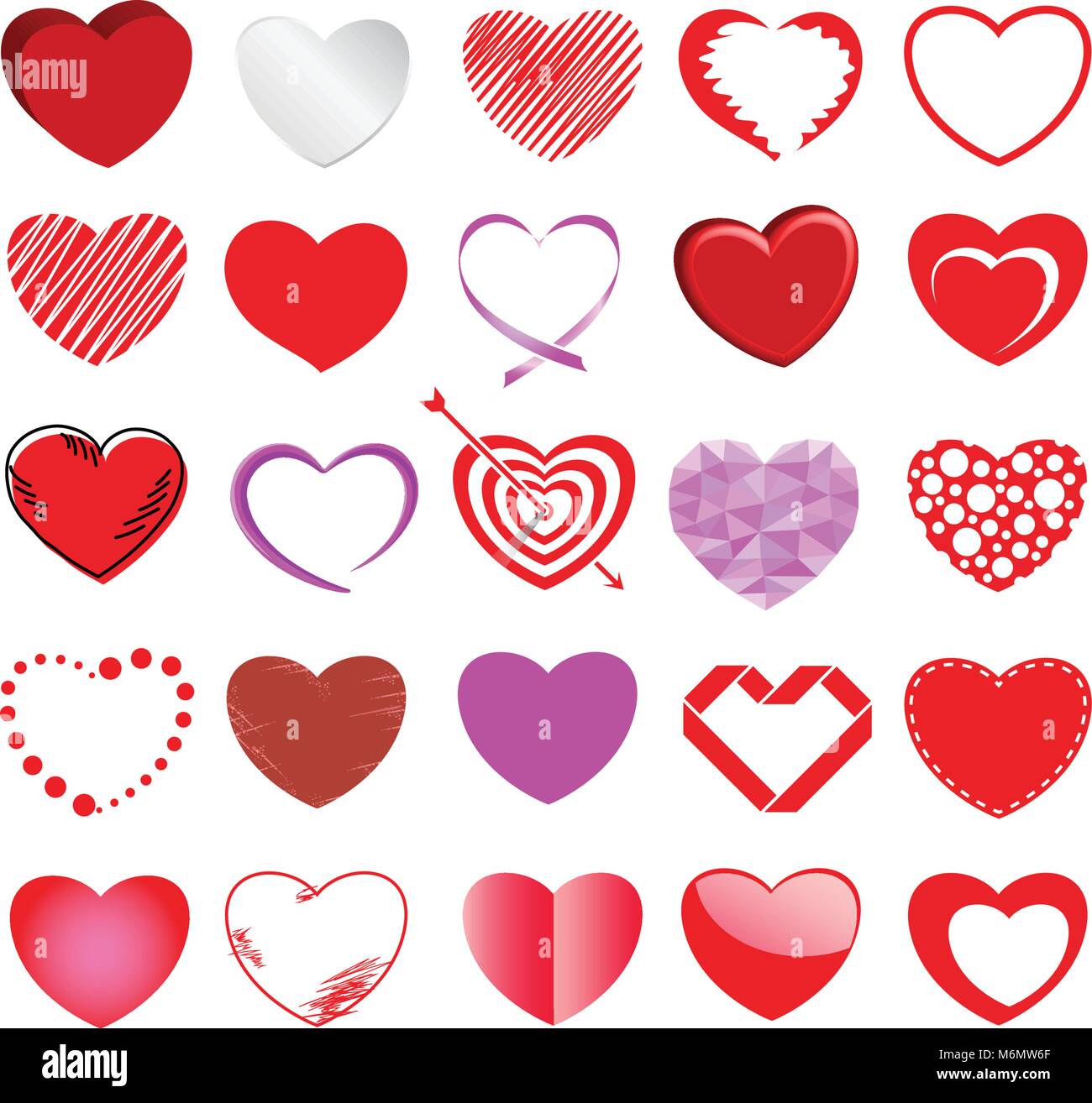 heart style vector set, drawing, sketch, romance, illustration of love ...
