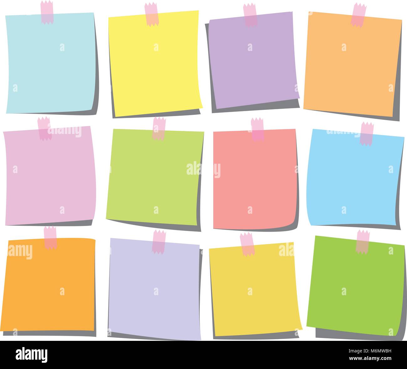 colorful note paper vector set for memo, post message and notice ...