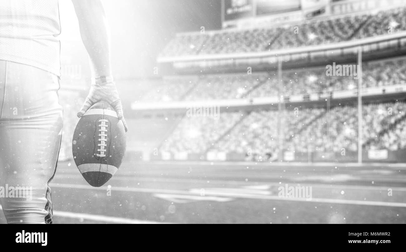 Closeup Portrait of a strong muscular American Football Player on big ...