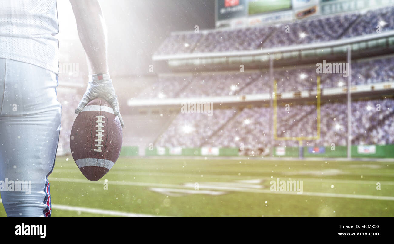 Closeup Portrait of a strong muscular American Football Player on big ...