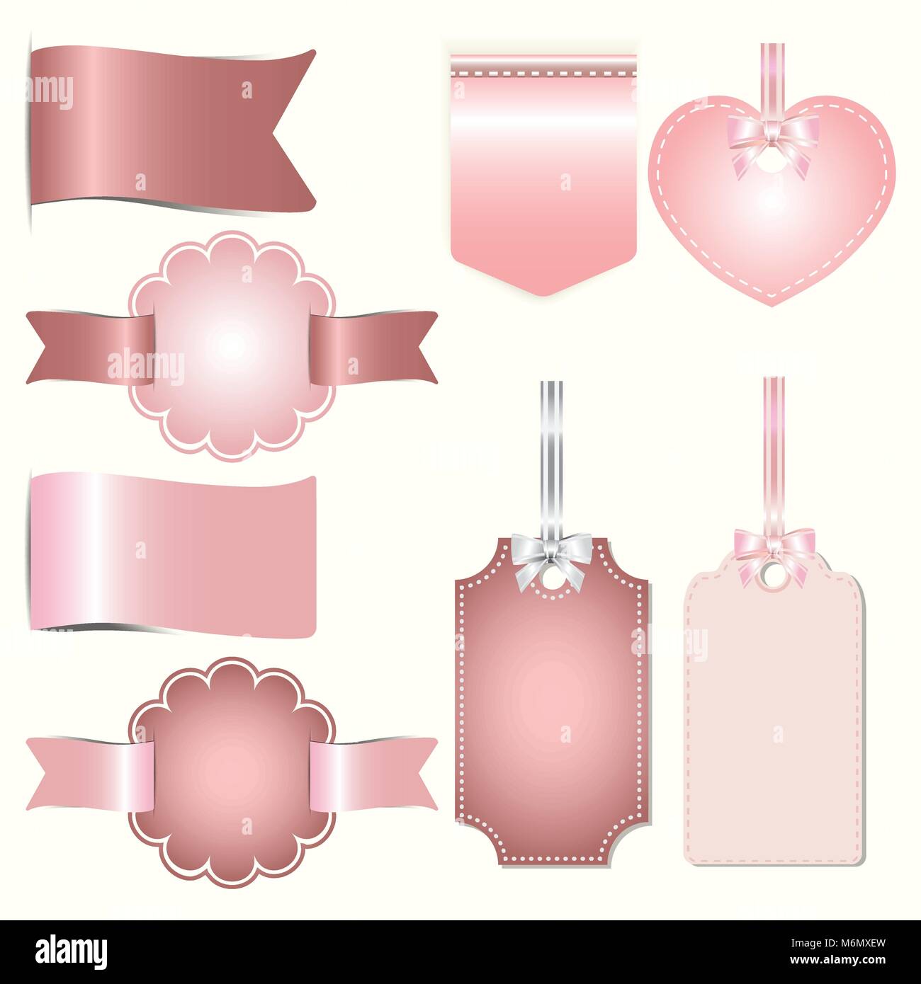 Set of pink badges label and ribbon, Greeting card, vector tag ...