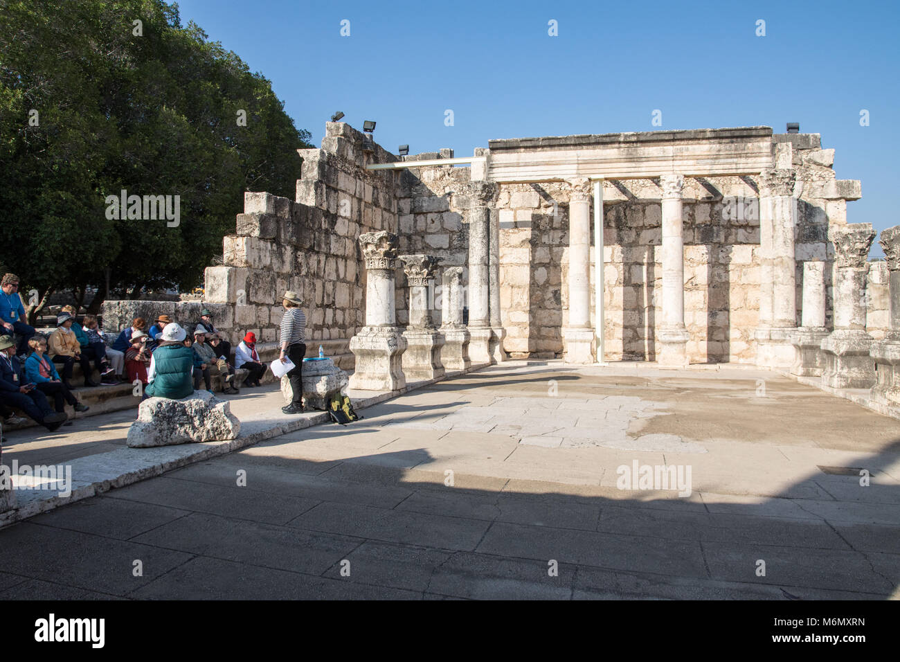Israel, Sea of Galilee, Capernaum Ruins of the old synagogue uncovered ...