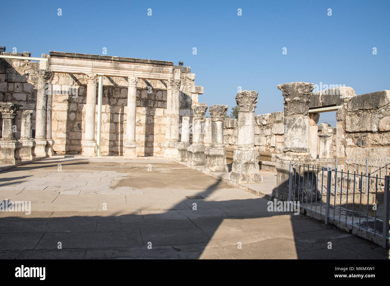 Israel, Sea of Galilee, Capernaum Ruins of the old synagogue uncovered ...