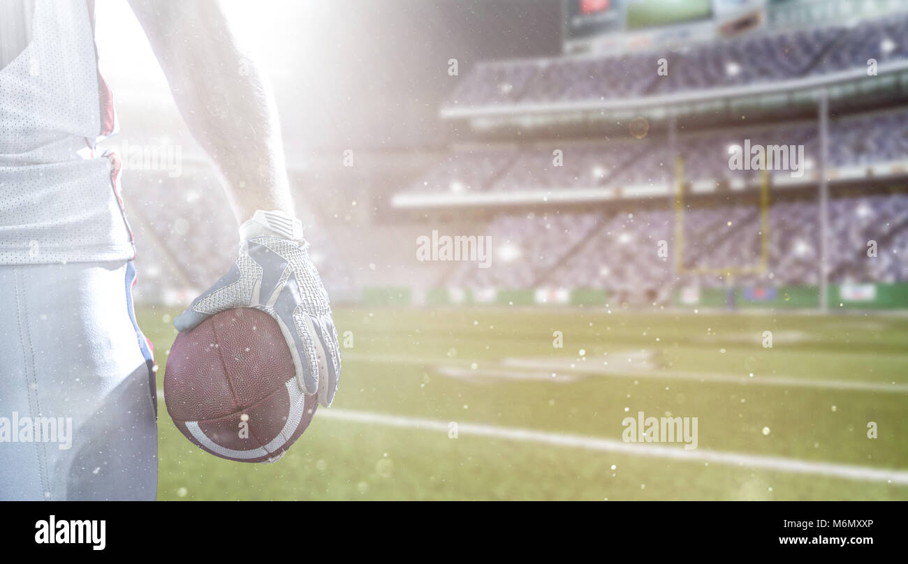 Closeup Portrait of a strong muscular American Football Player on big ...