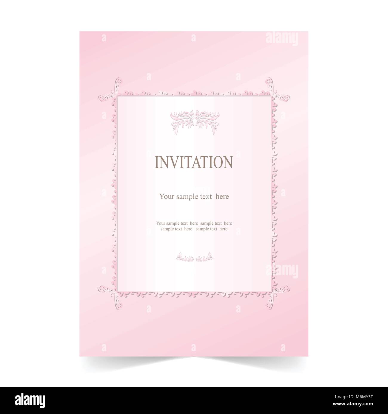 Invitation card, wedding card with ornamental pink background Stock ...