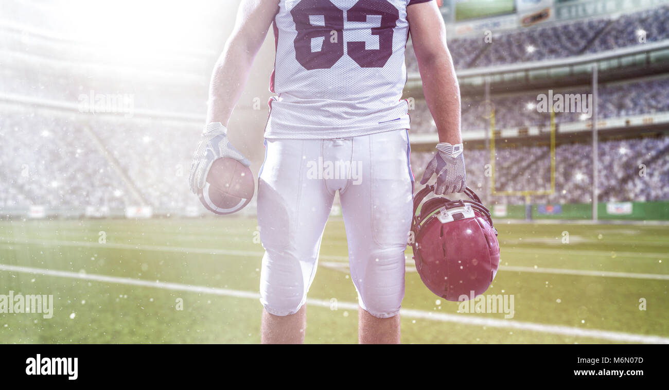 Closeup Portrait of a strong muscular American Football Player on big ...