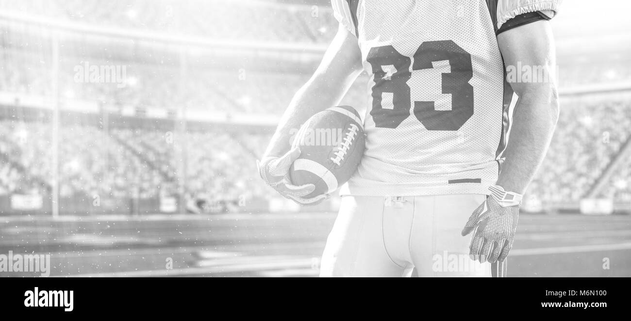 Closeup Portrait of a strong muscular American Football Player on big ...