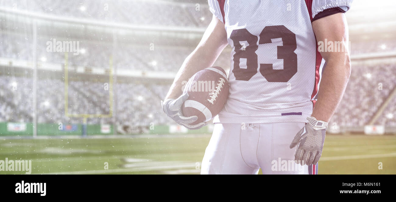 Closeup Portrait of a strong muscular American Football Player on big ...
