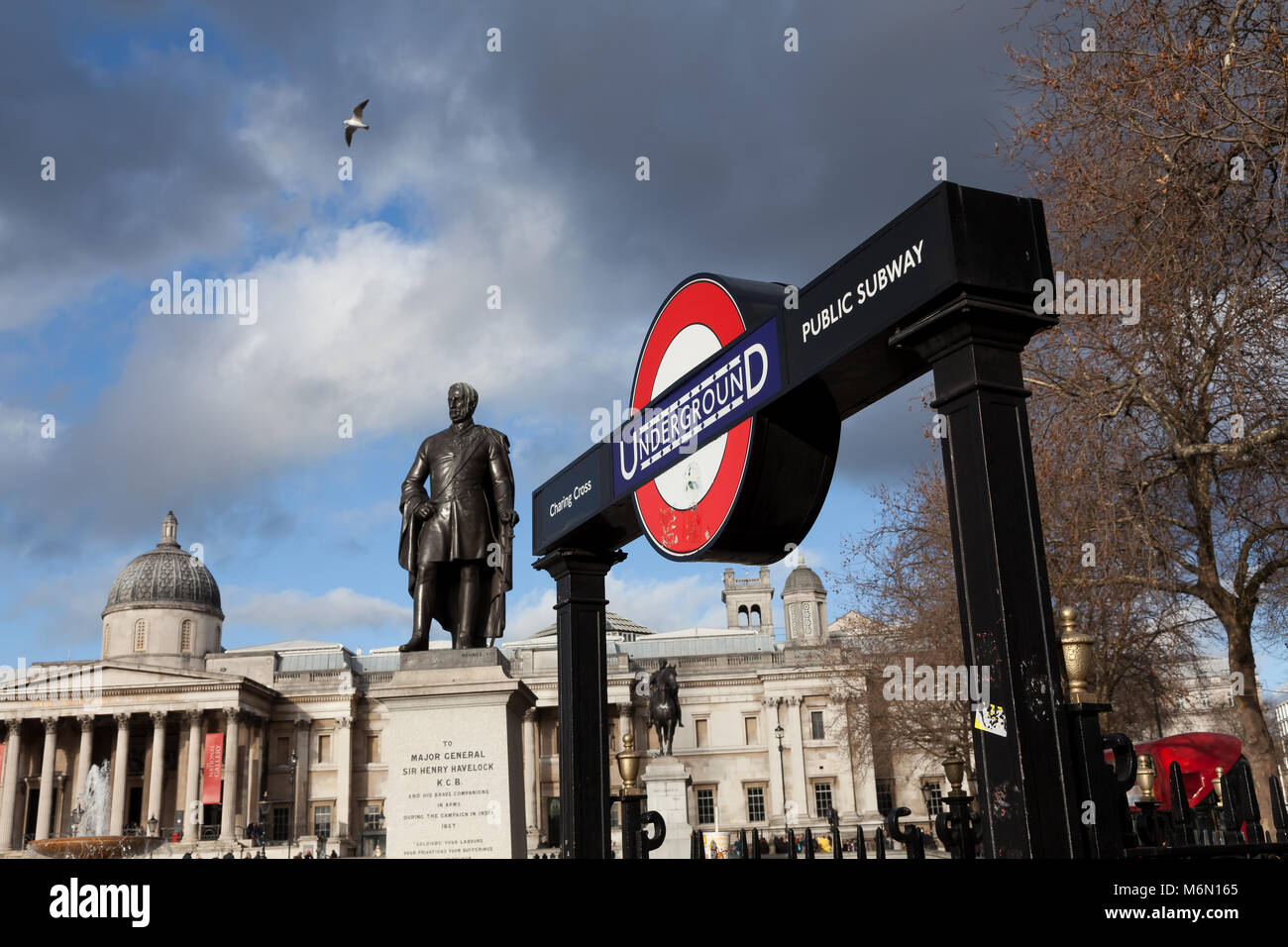 A sign showing the entrance to Charing Cross London Underground railway ...
