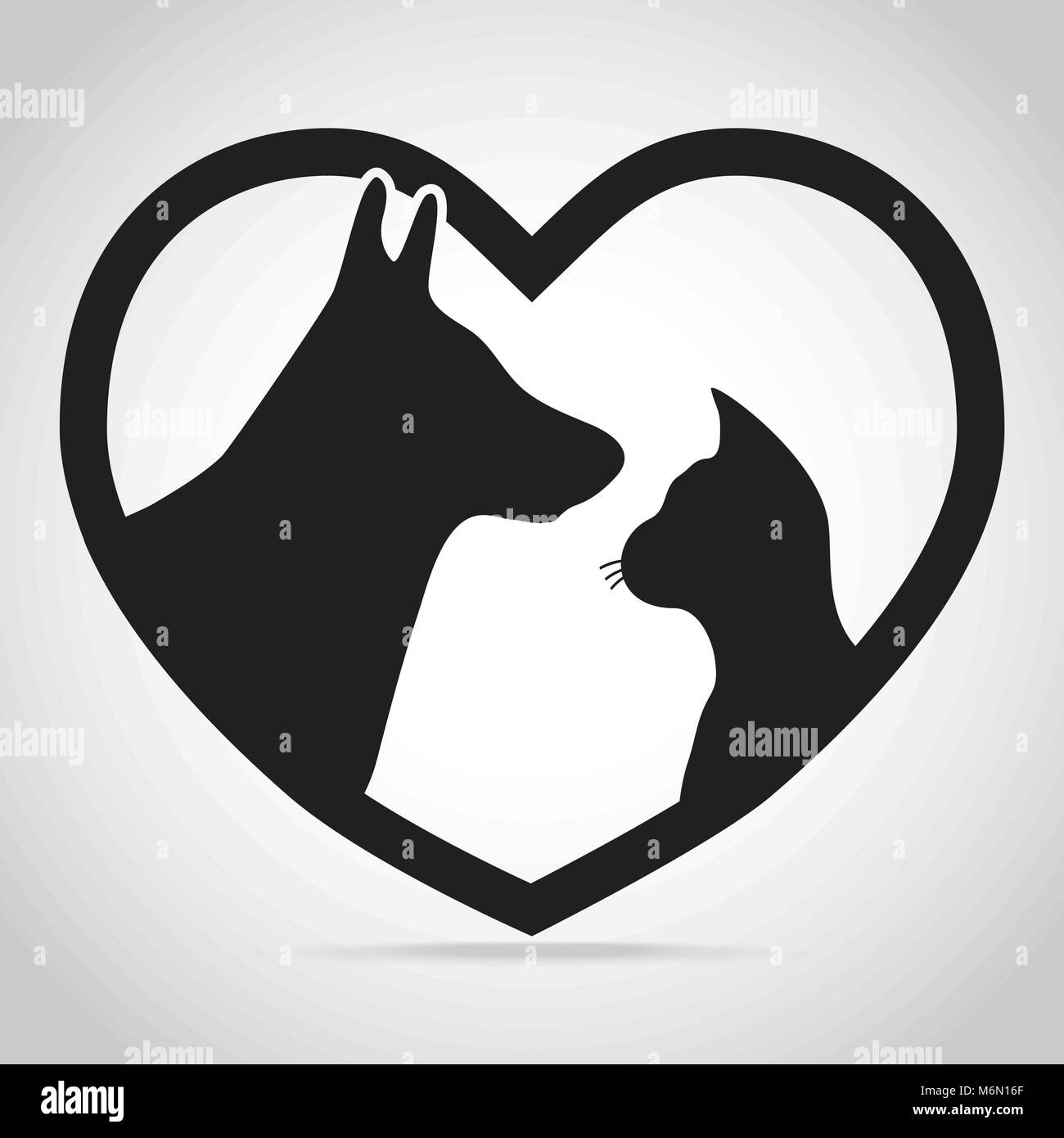 Dog And Cat Silhouette With Heart