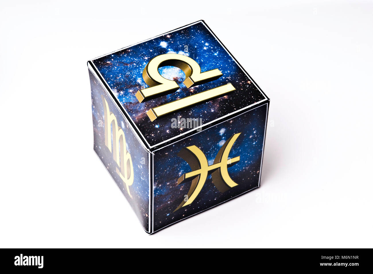 astrology cube with signs of the zodiac Stock Photo - Alamy