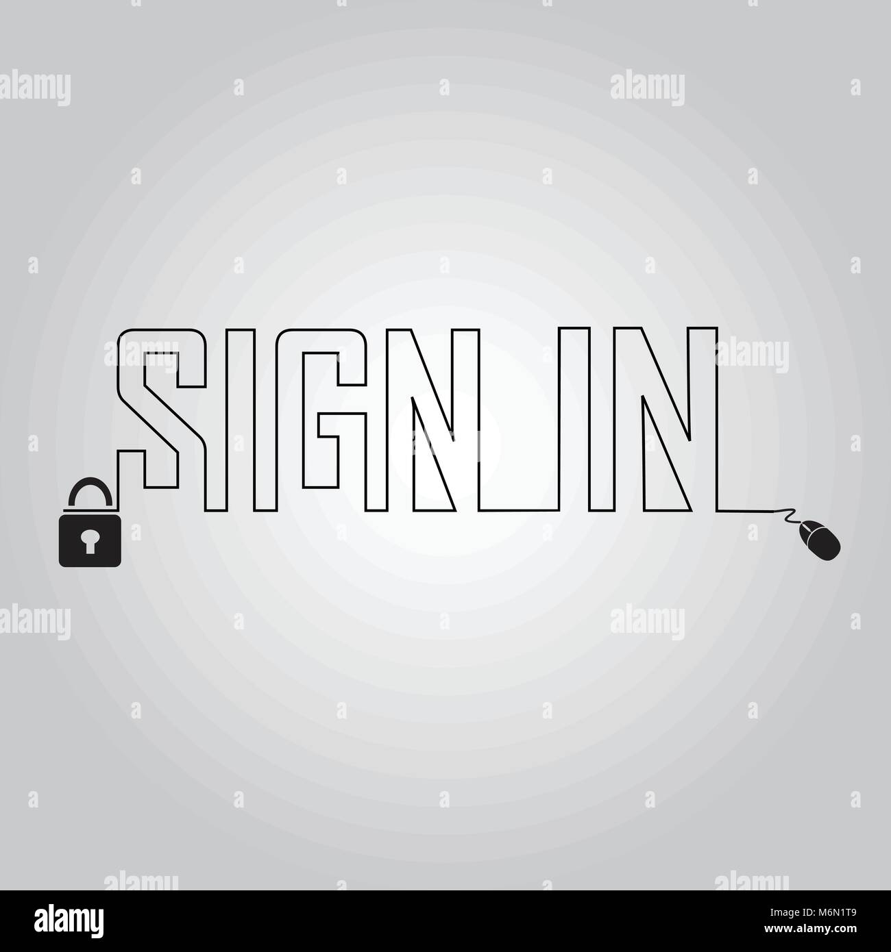 Sign in and line text, security concept illustration Stock Vector Image ...