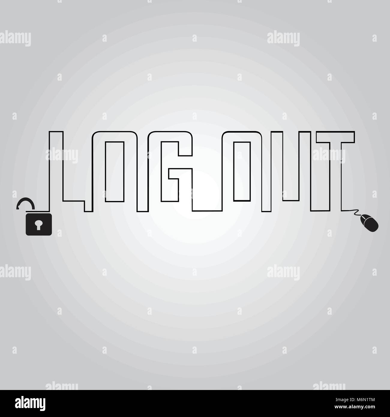 Log out and line text, security concept illustration Stock Vector Image ...
