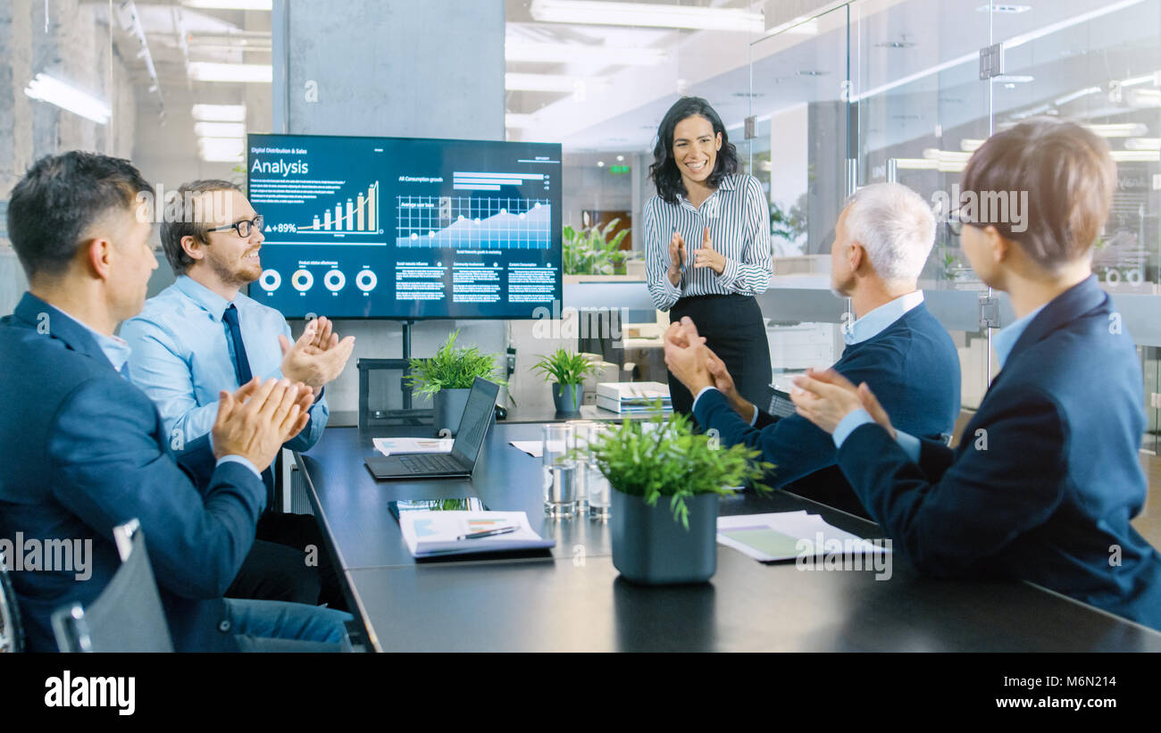 Beautiful Businesswoman Gives Report/ Presentation to Her Business ...