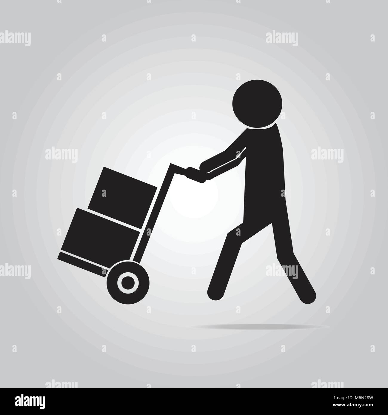 Person with handcart symbol, Icon vector illustration Stock Vector ...