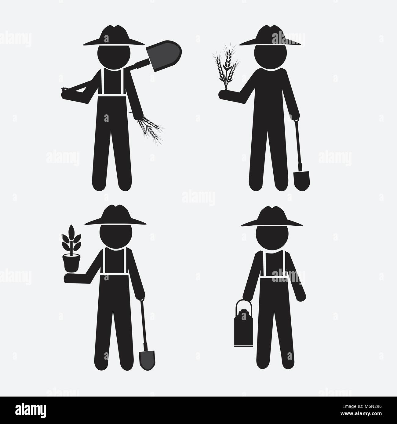 Farmer man and tool, set vector illustration Stock Vector Image & Art ...