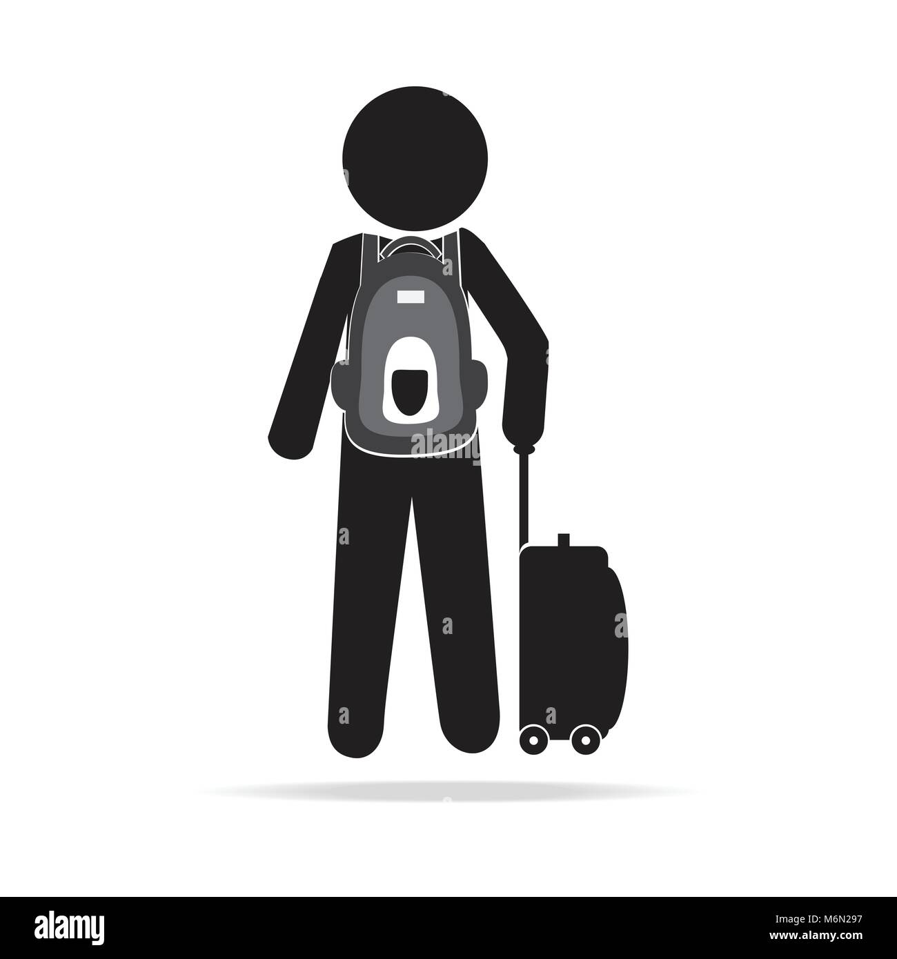 Man with Luggage and backpack, symbol vector illustration Stock Vector ...