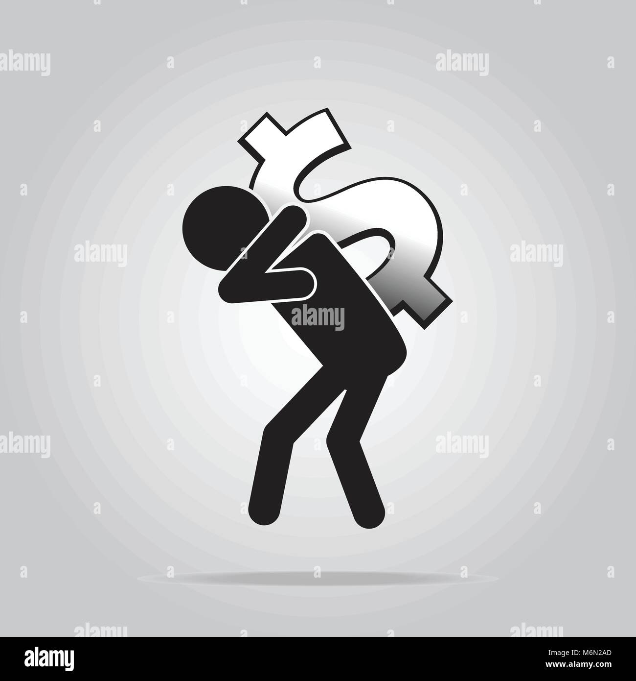 Man carrying with a money sign, icon illustration Stock Vector Image ...