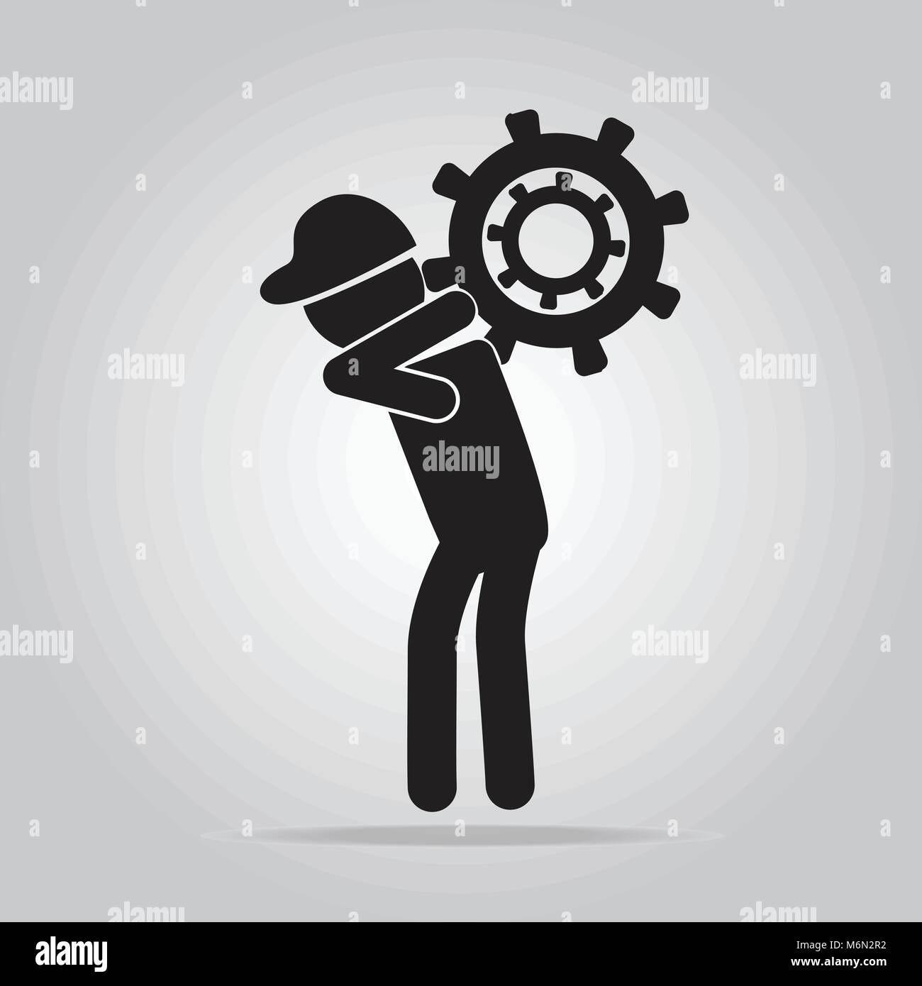 Man carrying with gear icon vector illustration Stock Vector Image ...
